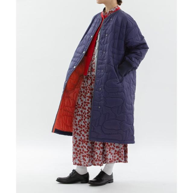 ノップドゥノッド（nop de nod）/ノーカラースワンキルティングロングコート