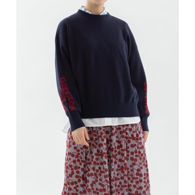 ノップドゥノッド（nop de nod）/袖ロゴオーバーサイズスエット風ニット