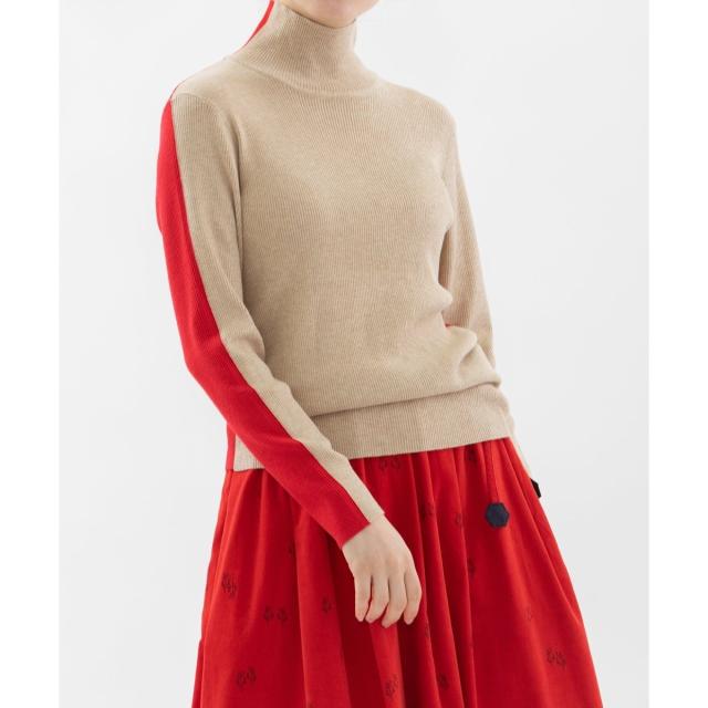 【NEW】ノップドゥノッド（nop de nod）/バイカラータートルニット