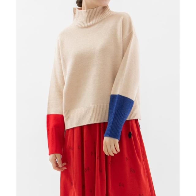 【NEW】ノップドゥノッド（nop de nod）/袖口配色ハイネックセーター