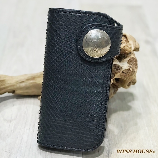 ウインズハウス/【ウォレット/財布】ブラックパイソン１＄コンチョ付(蛇革)