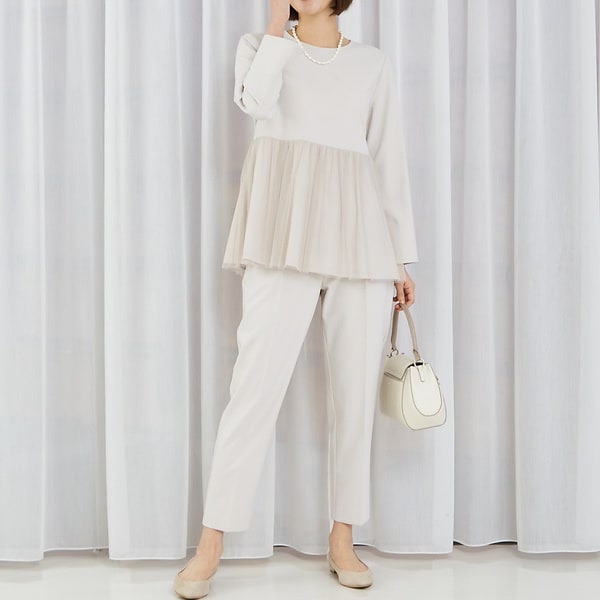 アバハウス マヴィ（abahouse mavie）/【エニデイカセット】チュールブラウス＆テーパードパンツ