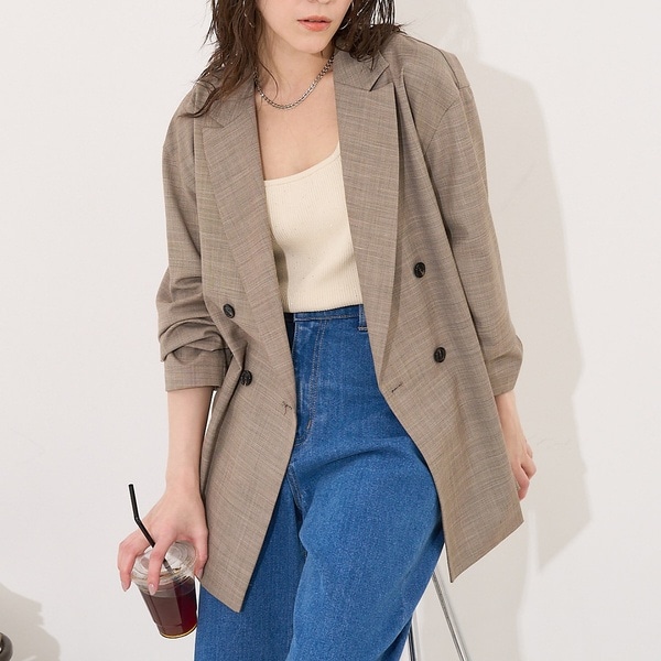 アバハウス マヴィ（abahouse mavie）/【LEE掲載・セットアップ対応】メランジ調ダブルジャケット/リネンライクジャケッ