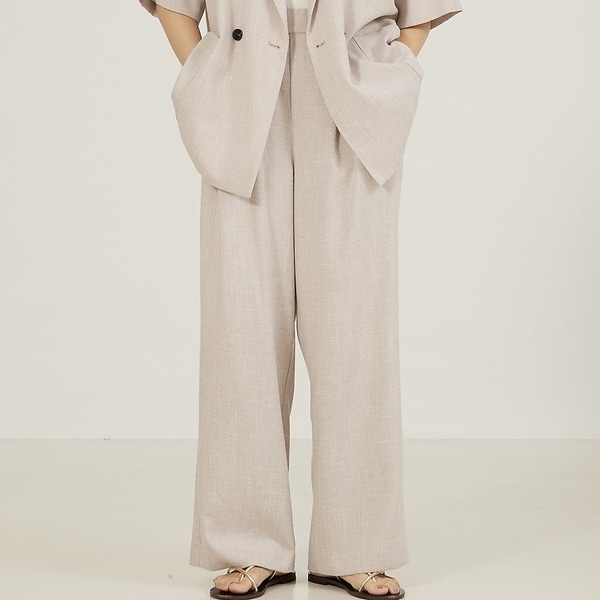 アバハウス マヴィ（abahouse mavie）/【大人気半袖ジャケットにセットアップ対応！】リネンライクタックワイドパンツ/WE
