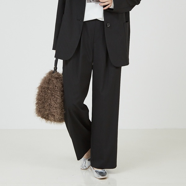 アバハウス マヴィ（abahouse mavie）/【セットアップ対応】ピンストライプ＆無地タックワイドパンツ