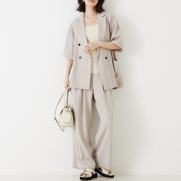 アバハウス マヴィ（abahouse mavie）/【WEB限定！2点セット】リネンライク半袖ジャケット&ストレートパンツセットアッ