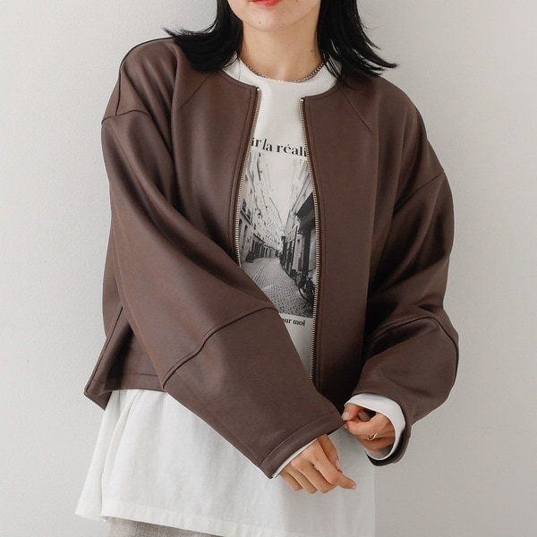 【NEW】アバハウス マヴィ（abahouse mavie）/ソフトレザーライクジップブルゾン