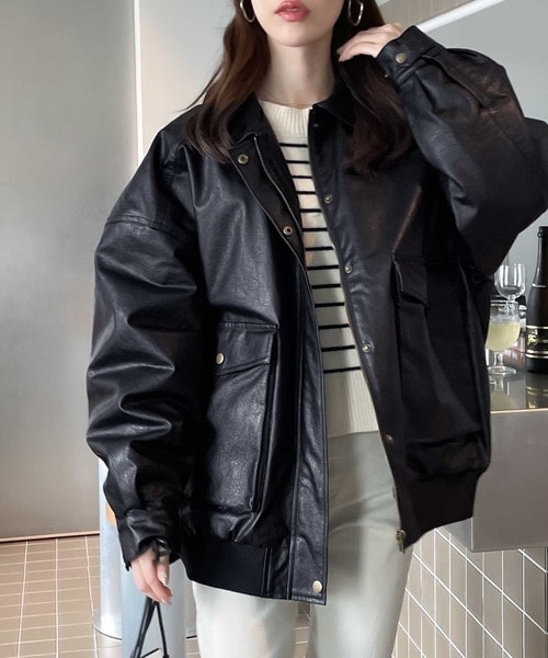 クラシカルエルフ（Classical Elf）/《JaVaジャバ コラボ》１点投入で即、秋めく！フェイクレザーヴィンテージオーバーブルゾン