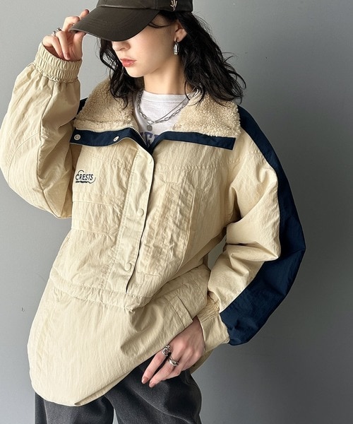 クラシカルエルフ（Classical Elf）/《JaVa ジャバコラボ》主役を飾る大人レトロ配色。裏キルティング配色レトロハーフジップブルゾン