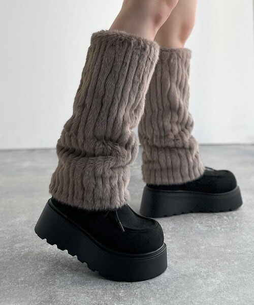 クラシカルエルフ（Classical Elf）/【mily bilet】ファー着脱可能♪２WAYヌバック調素材ボリュームソールファームートンブーツ