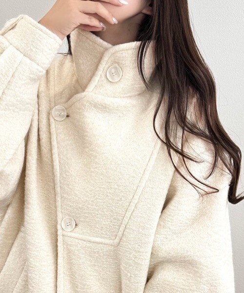 クラシカルエルフ（Classical Elf）/25AW新作【mily bilet】コクーンで魅せる。ウールライクリングニットスタンドカラーコート