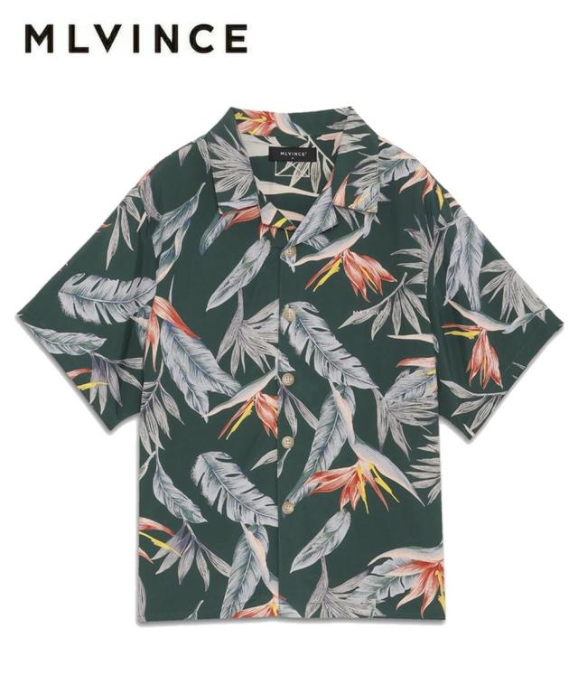 スタイライズ（STYLISE）/【MLVINCE】FLORAL LUX S/S SHIRTS / グリーン [LSS39GR]