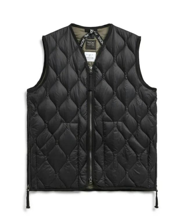 タイオン（TAION）/ミリタリー VネックWジップ ダウンベスト−ソフトシェル / ブラック [TAION−001ALSZ