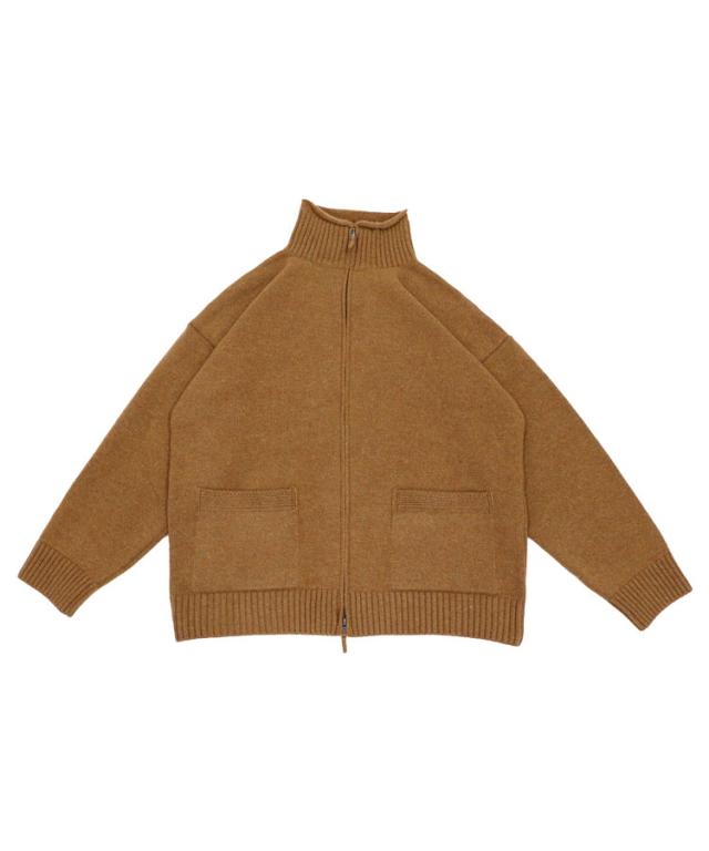 スタイライズ（STYLISE）/5G LAMS WOOL ZIP UP KNIT / キャメル [ALV−90151]