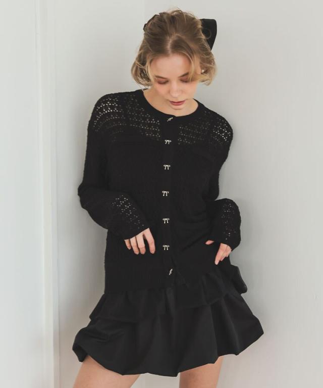 ドノバン（DONOBAN）/【Donoban】リボンボタンレースカーディガン