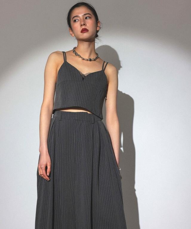 アンドレスド（ANDRESD）/【ANDRESD】pinstripe bustier wide pants dress