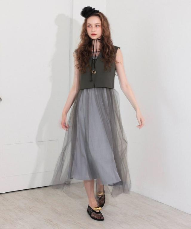 アンドレスド（ANDRESD）/【ANDRESED】short gilet set tulle dress