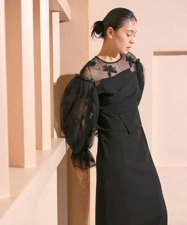 アンドレスド（ANDRESD）/【ANDRESD】draped bustier flocky dress