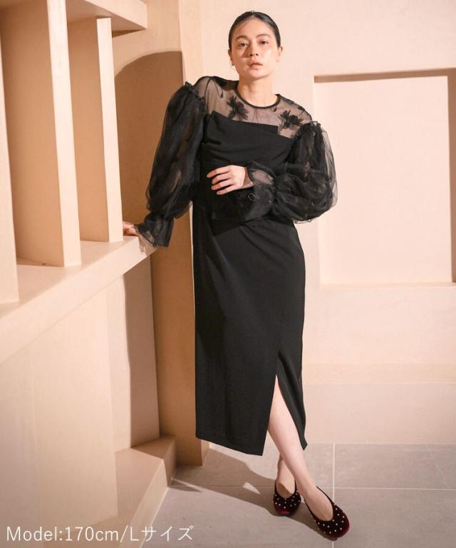 アンドレスド（ANDRESD）/【ANDRESD】draped bustier flocky dressの