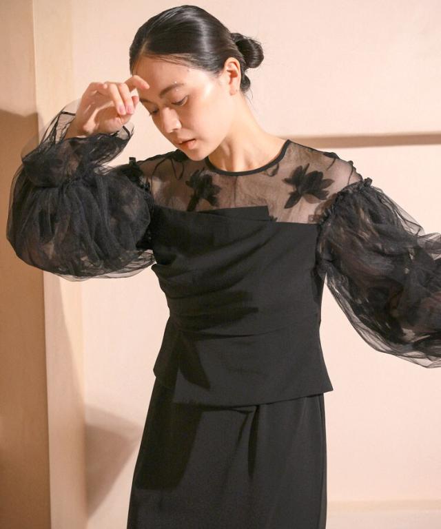 アンドレスド（ANDRESD）/【ANDRESD】draped bustier flocky dressの