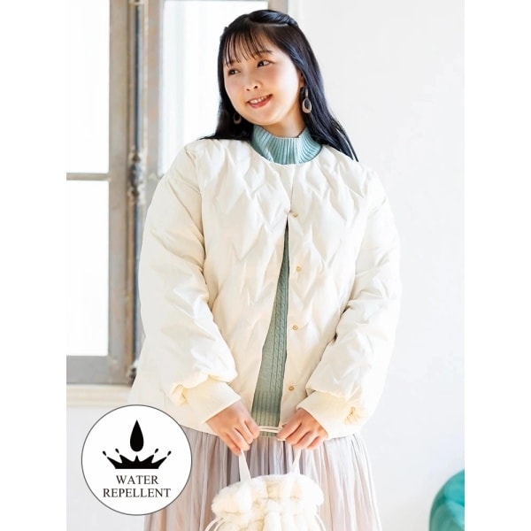 リジェイ＆スプル（Re−J&SUPURE）/【撥水加工】シームレスノーカラーダウンジャケット