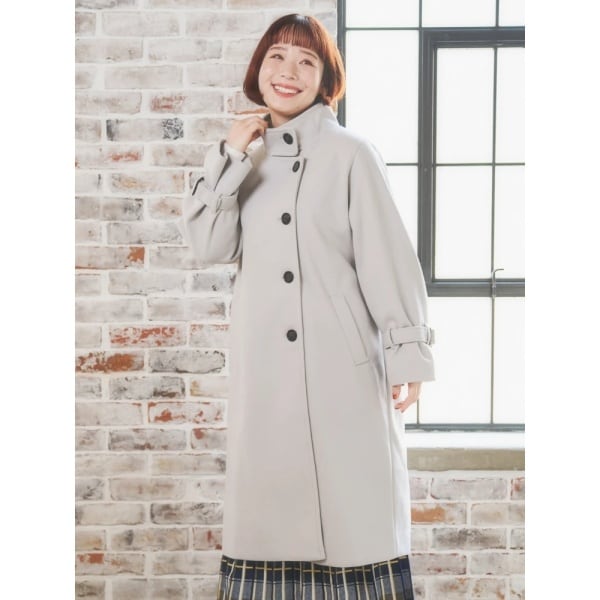 リジェイ＆スプル（Re−J&SUPURE）/フェイクウールスタンドネックロングコート