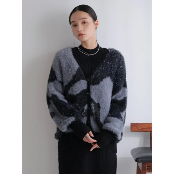 レディメイド（LADYMADE）/ラメフェザージャガードニットカーディガン