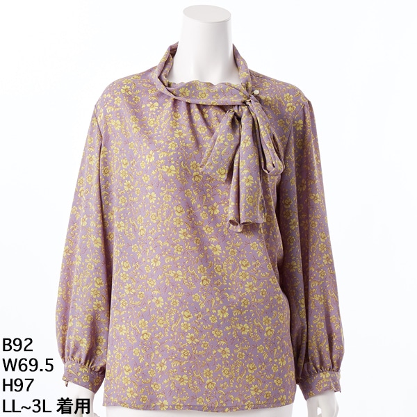 トロワドゥアン（TROIS DEUX UN）/ボウタイプリントブラウス