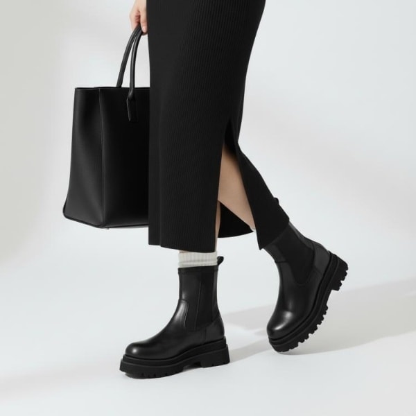 エスペランサ（ESPERANZA）/【急な雨にもOK】厚底トラックソールショートブーツ