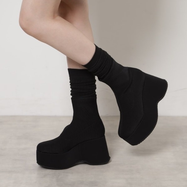 エスペランサ（ESPERANZA）/スタイルぐんっとアップ！厚底ニットショートブーツ