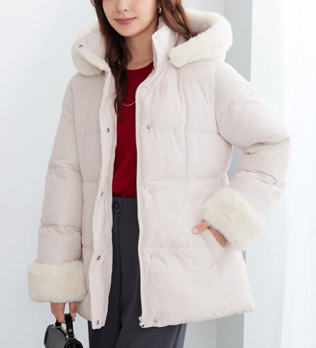アロッタ（alotta）/ファー付きミドル丈中綿コート