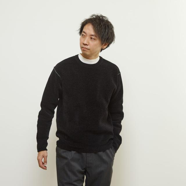 メンズメルローズ（MEN’S MELROSE）/モールヤーンクルーネックニット