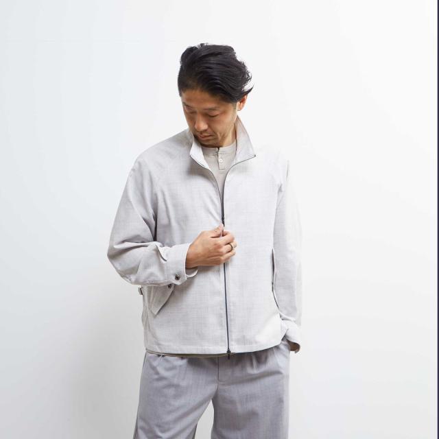 メンズメルローズ（MEN’S MELROSE）/テクスチャーリネンストレッチハリントンジャケット