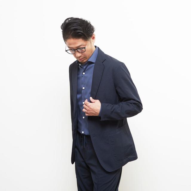 メンズメルローズ（MEN’S MELROSE）/ドットエアーサッカーエアリージャケット(セットアップ可)