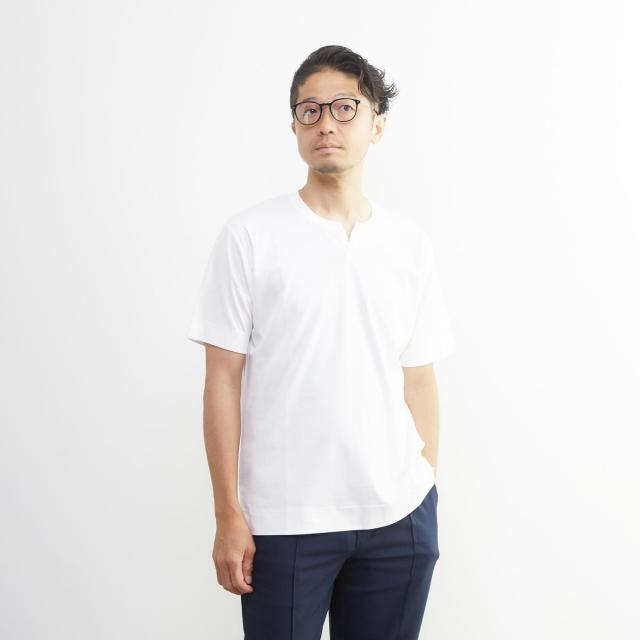 メンズメルローズ（MEN’S MELROSE）/マーセライズドスムース キーネックTシャツ