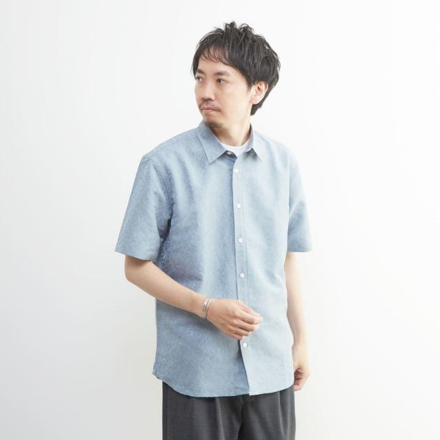 メンズメルローズ（MEN’S MELROSE）/ボタニカルジャガード / 半袖レギュラーカラーシャツ