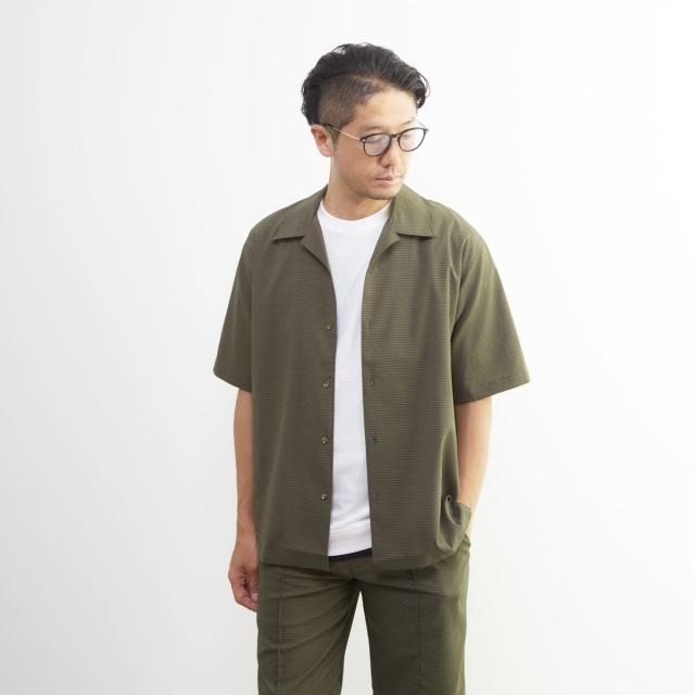 メンズメルローズ（MEN’S MELROSE）/DOTAIRサッカーオープンカラーシャツ | ストレッチ / 防シワ