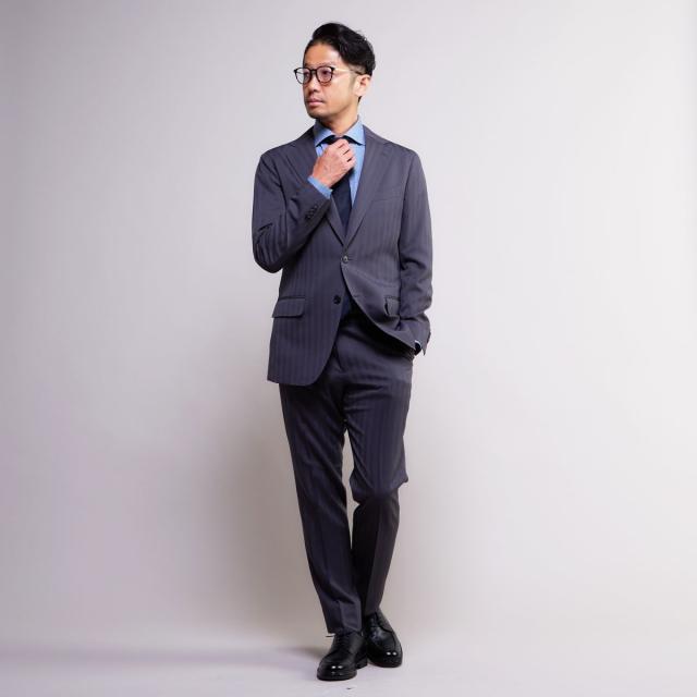 メンズメルローズ（MEN’S MELROSE）/ソラーロヘリンボーン/ウィンドペン ウォッシャブルスーツ | 防シワ / ストレッチ