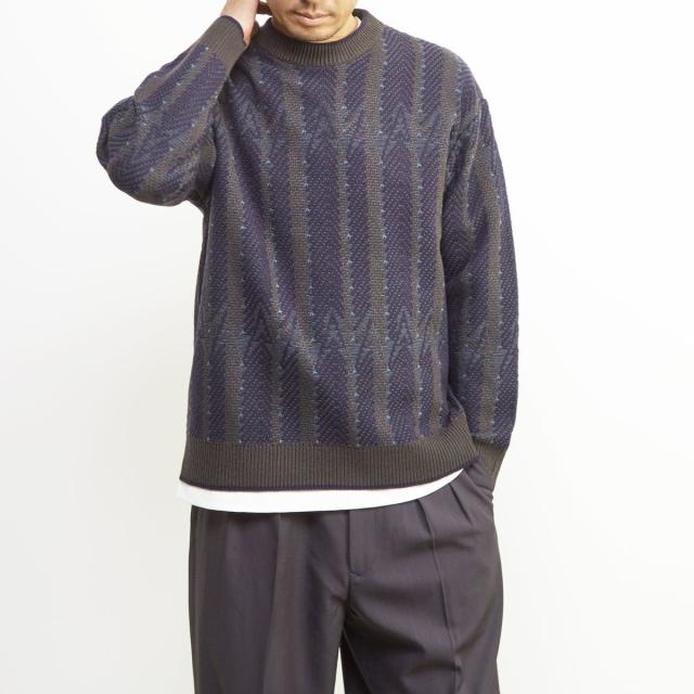 メンズメルローズ（MEN’S MELROSE）/【MASTER FRAME/マスターフレーム】レトロJQD クルーネックセーター