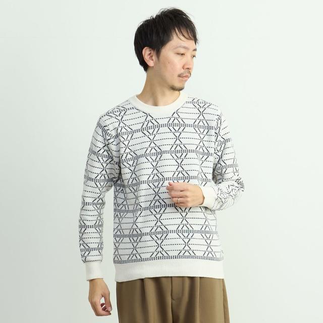 メンズメルローズ（MEN’S MELROSE）/モールジャガードクルーネックニット