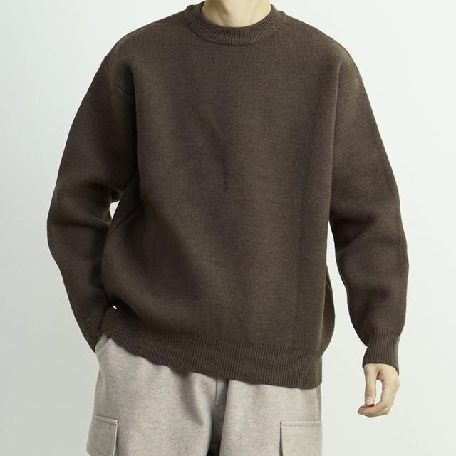 【NEW】メンズメルローズ（MEN’S MELROSE）/【MASTER FRAME/マスターフレーム】ウールライクWフェイスクルーネックセーター