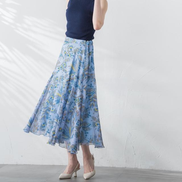 ロートレアモン デュクラス（LAUTREAMONT DE CLASSE）/楊柳プリントフレアスカート≪手洗い可能≫