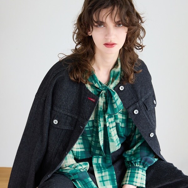 リズム（R_ISM）/【JAPAN DENIM】ノーカラーデニムブルゾン