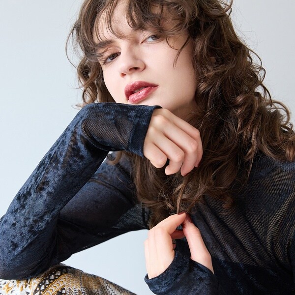 リズム（R_ISM）/【洗える】メッシュベロアタートルカットソー