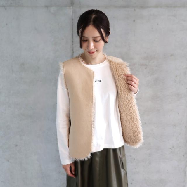 エトレリー（etre relie）/フェイクムートンリバーシブルベスト