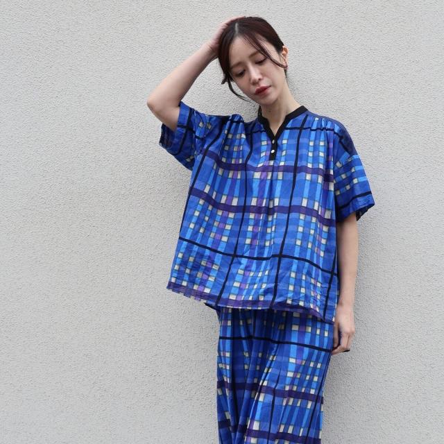 エトレリー（etre relie）/水彩タッチチェックプリントシャツ