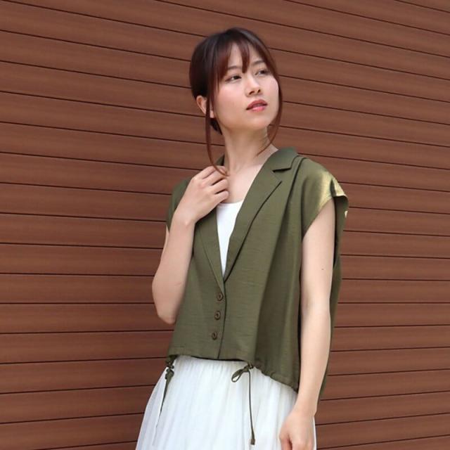 エトレリー（etre relie）/【etre relie】  ソフトスラブテーラードショートジレ