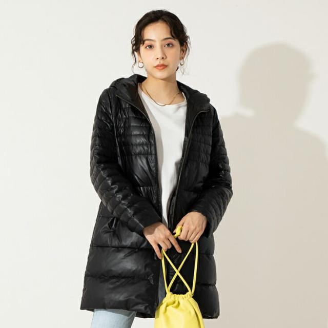 リューグー/フード付きロングダウンジャケット レディース 本革 LIUGOO COT04LA