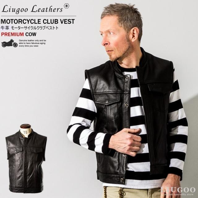 リューグー（LIUGOO）/Liugoo Leathers 本革 モーターサイクルクラブベスト メンズ VST03B