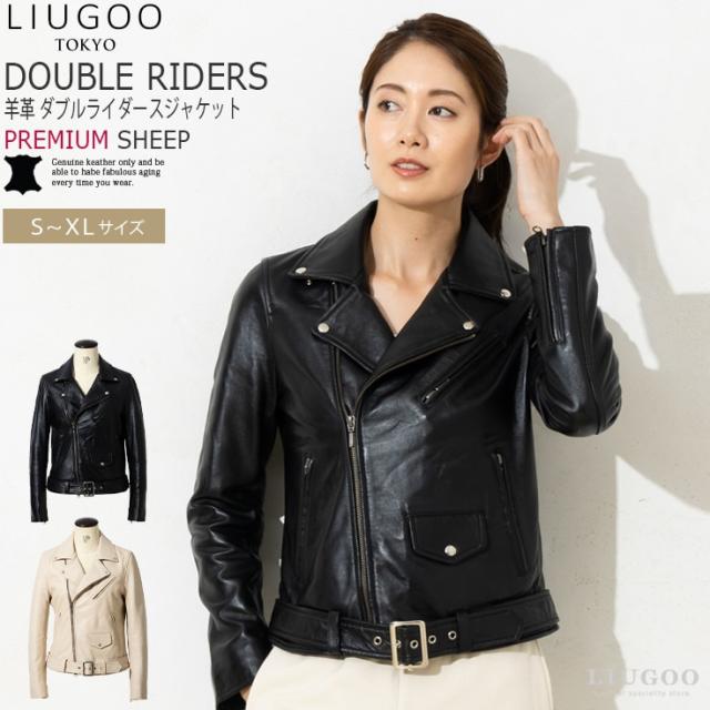 リューグー（LIUGOO）/LIUGOO 本革 ウェストベルト付ダブルライダース レディース リューグー DRY11LA
